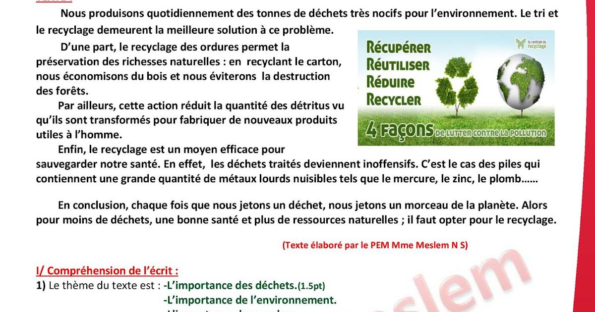 فرض الفصل الثالث مع الحل في مادة اللغة الفرنسية للسنة الرابعة متوسط – taa3lim.com