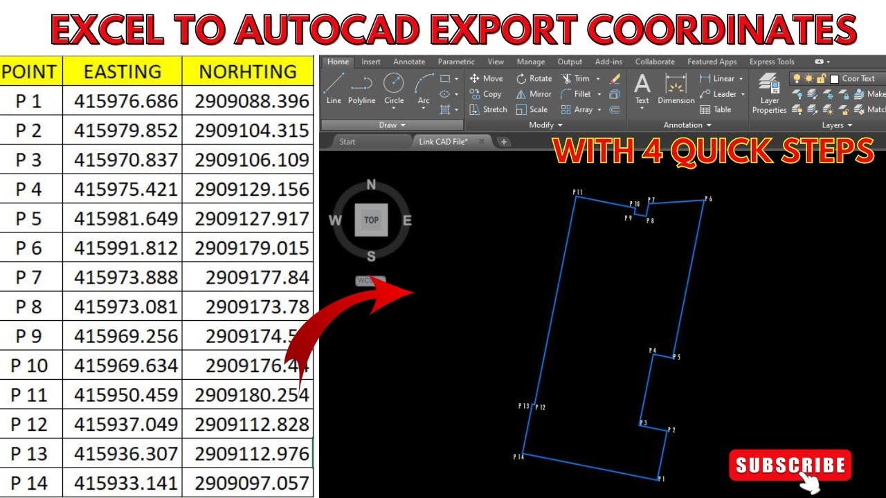 Excel to autocad #coordinates / Survey Data transfer #survey #excel # ...
