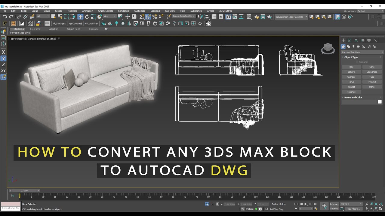 3d max elevation convert to 2d autocad elevation |easy method|3d max ...