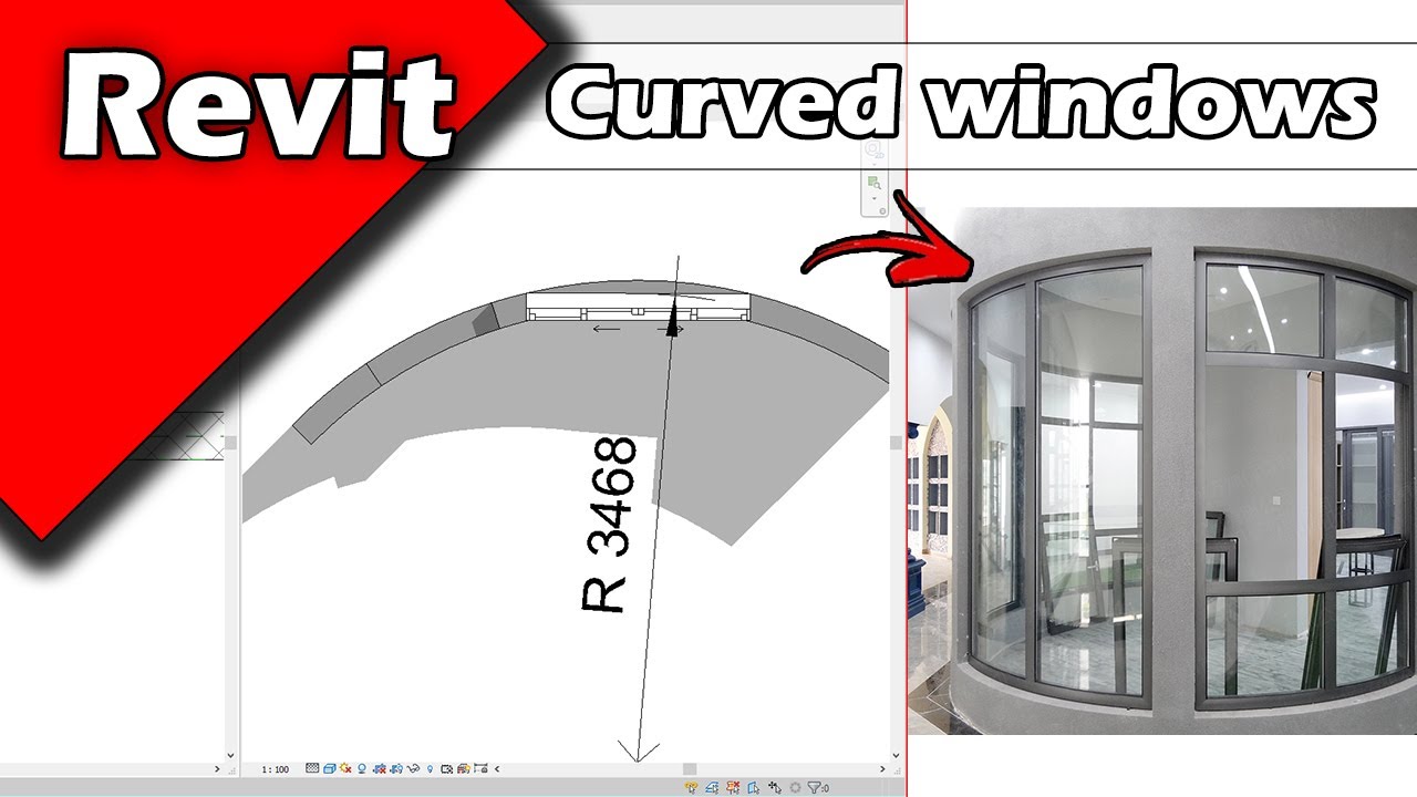 عمل فتحة الشباك فى حائط منحنى باسكتش اب - window in curved wall sketchup