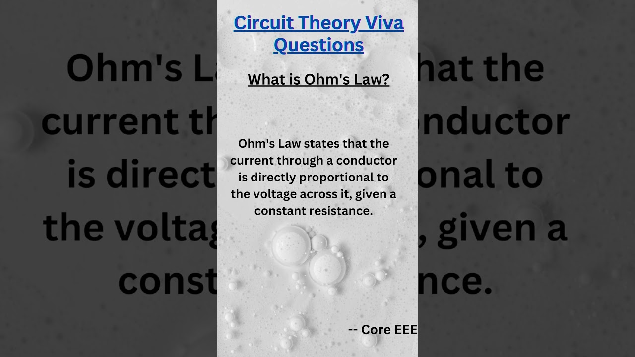 Ohms Law Explained - The basics circuit theory