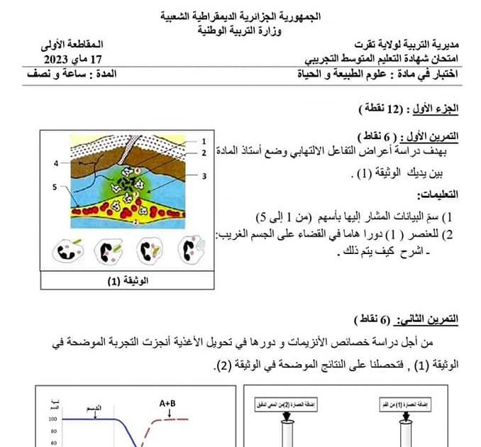 امتحان تجريبي مقترح + الحل في مادة علوم الطبيعة و الحياة للسنة الرابعة متوسط – taa3lim.com